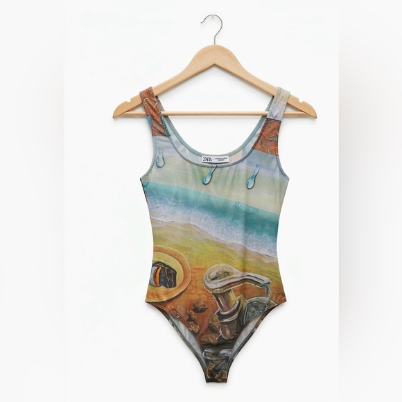 Zara | Tops | Zara Larissa De Jess Negron Art Print Bodysuit Medium ...
